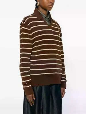 Miu Miu Striped Knit Polo Shirt - Brown