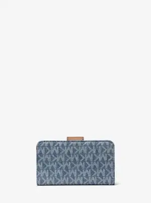 Michael Kors Mk Pop Charm Medium Signature Logo Print Denim Wallet In By