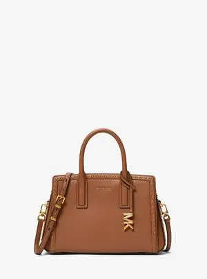 Michael Kors Laila Small Studded Leather Satchel - Brown