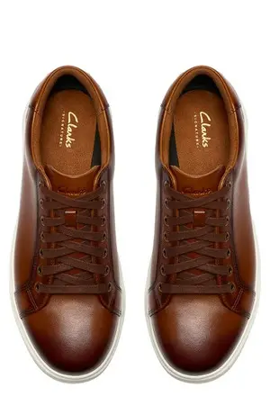 Clarks Goswell Tie Sneaker - Tan Leather