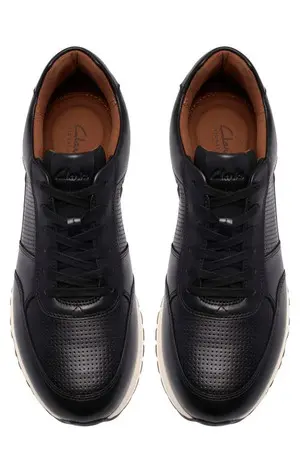 Clarks Radwell Leather Lace-up Sneakers - Black Leather