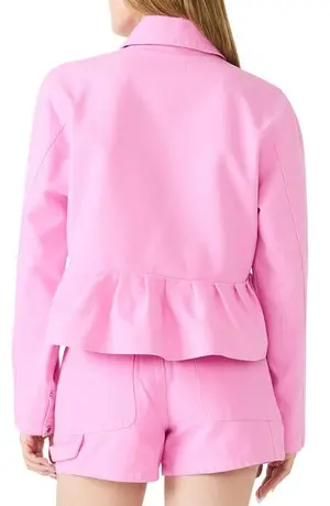 Steve Madden Sloan Cotton Peplum Jacket - Pink Taffy