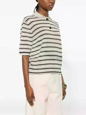 Brunello Cucinelli Striped Polo Top