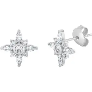 CRISLU Brilliant & Marquise Cubic Zirconia Star Stud Earrings - Pure Platinum/clear Stone