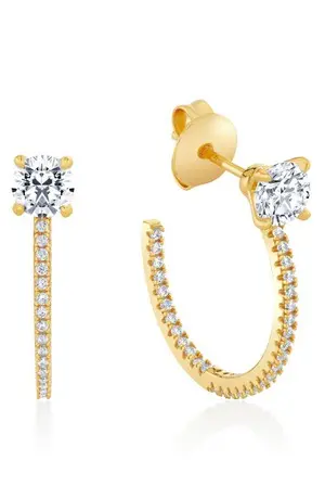 CRISLU Brilliant-Cut Pavé Cubic Zirconia Huggie Hoop Earrings