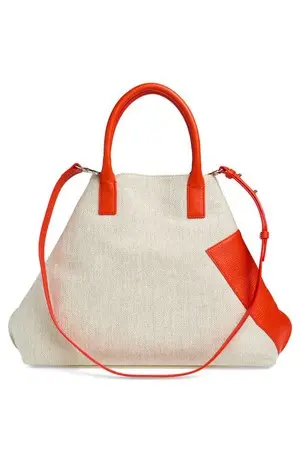 Akris Canvas & Leather Convertible Shoulder Tote