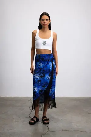 JE TE VEUX Galaxy Printed Wrap Pareo - Navy