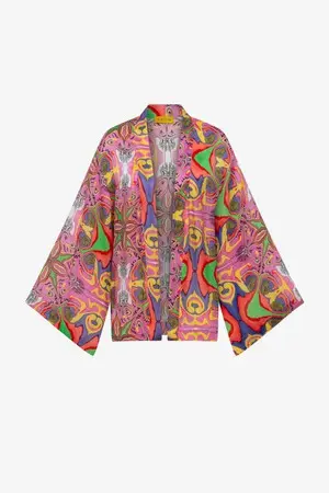 JE TE VEUX Printed Short Kimono