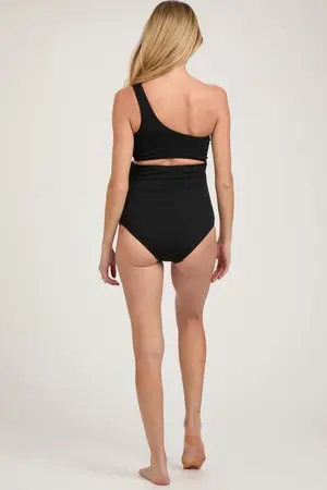 PINKBLUSH Asymmetrical Cutout Maternity Swimsuit - Black