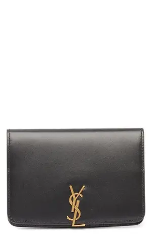 Saint Laurent Voltaire Box Leather Passport Case - Noir