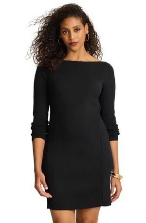 Tommy Bahama Delphina Braid Detail Cotton Blend Sweater Minidress Black