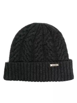 MOORER Logo Plaque Cashmere Beanie - Grey