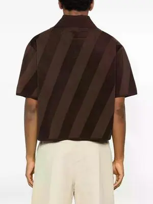 Jacquemus Stripped V-neck Polo Shirt - Brown
