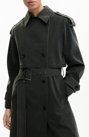 Desigual Faux Leather Trench Coat