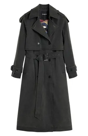 Desigual Faux Leather Trench Coat