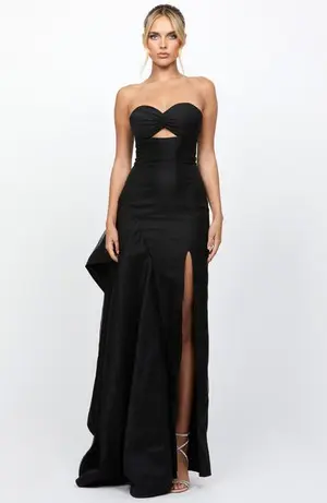 BARIANO Rain Strapless Cut Out Gown