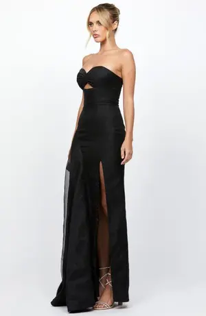 BARIANO Rain Strapless Cut Out Gown