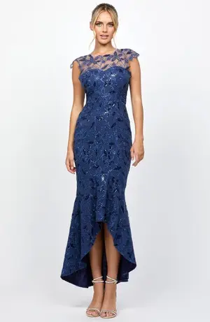 BARIANO Phoebe Cap-sleeve Hi-lo Gown