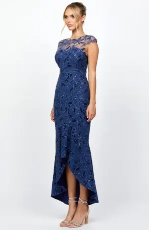 BARIANO Phoebe Cap-sleeve Hi-lo Gown