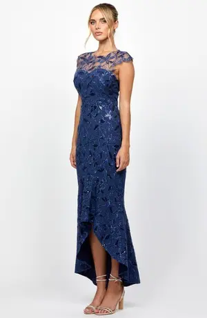 BARIANO Phoebe Cap-sleeve Hi-lo Gown