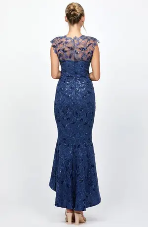 BARIANO Phoebe Cap-sleeve Hi-lo Gown