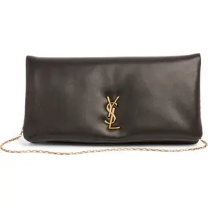 Saint Laurent Small Calypso Leather Wallet On A Chain