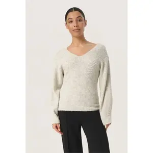SOAKED IN LUXURY Slrakel V-neck Rib Knit Pullover