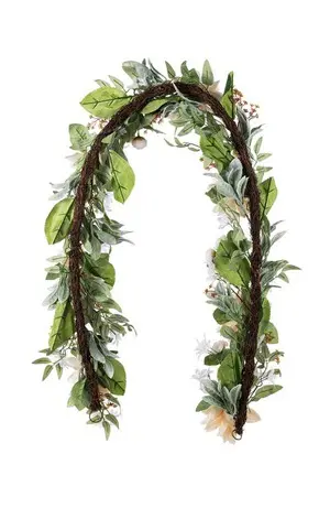 GLITZHOME 6ft Dahlia Or Hydrangea Peony & Cherry Artificial Garland - Beige