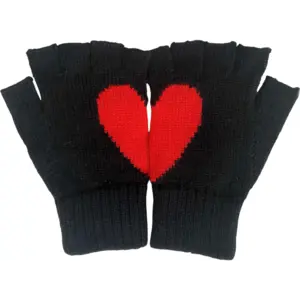 YAPA Heart Fingerless Alpaca Gloves - Black