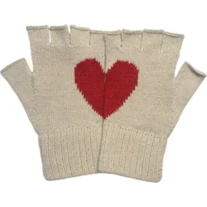 YAPA Heart Fingerless Alpaca Gloves White