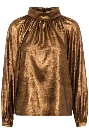 SOAKED IN LUXURY Slelvie Funnel Neck Blouse