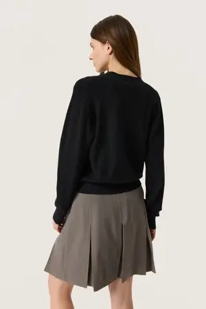 SOAKED IN LUXURY Rib Knit Button V-neck Cardigan