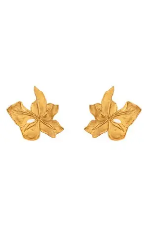 Oscar De La Renta Cyclamen Stud Earrings - Gold