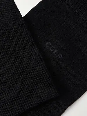 CDLP Set Of Six Intarsia Ribbed Organic Cotton-blend Socks - Black