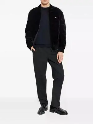 Emporio Armani Tapered Pleated Trousers - Black