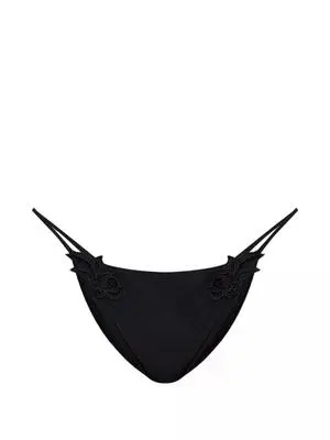 Cult Gaia Flower-embroidered Bikini Bottom - Black