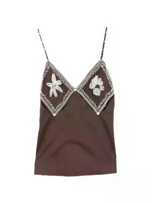 ALEMAIS Leandra Floral-embroidered Top - Brown