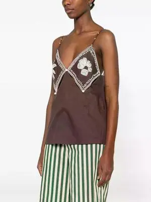 ALEMAIS Leandra Floral-embroidered Top - Brown