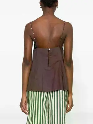 ALEMAIS Leandra Floral-embroidered Top - Brown