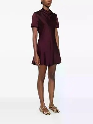 Staud Silk Mini Dress Cowl Neck