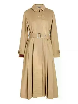 DAMSON MADDER Pleated Trench Coat With Belt - Neutrals