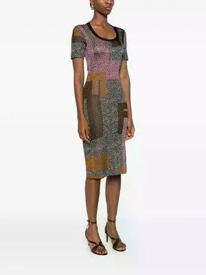 Fendi Geometric-print Midi Dress - Brown
