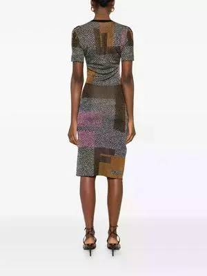 Fendi Geometric-print Midi Dress - Brown