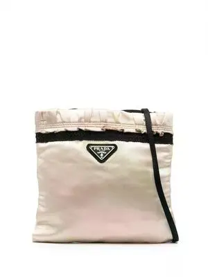 Prada 2000s Triangle Logo Satin Crossbody Bag