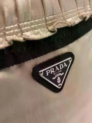 Prada 2000s Triangle Logo Satin Crossbody Bag