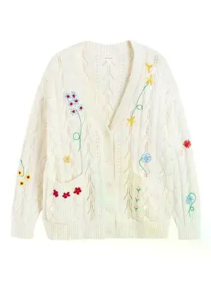 Chinti & Parker Floral Embroidered Cardigan - Neutrals