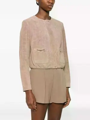 Elisabetta Franchi Suede Jacket With Alligator Print