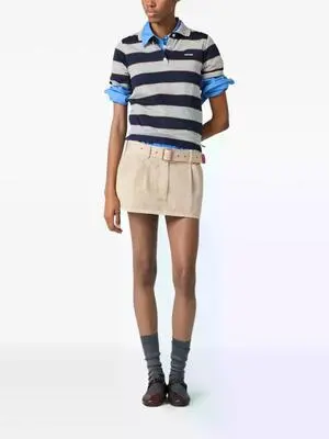 Miu Miu Gabardine Belted Miniskirt