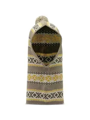 Kapital Striped Pompom Hat - Neutrals