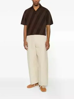 Jacquemus Stripped V-neck Polo Shirt - Brown